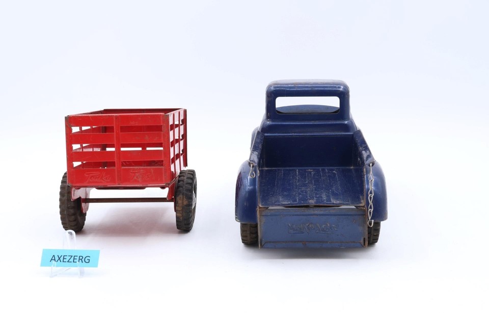 Blue Side Step Pickup Truck W/ Red Trailer #02 Pressed Steel 1957 Tonka ...