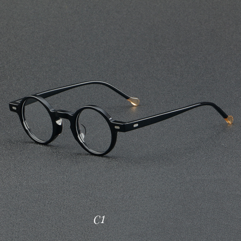 Acetate Round Small Frame Eyeglasses For Men Clear Lens Retro Glasses ...