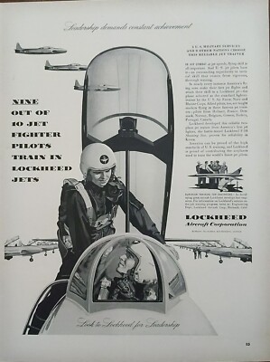 1952 Vintage Lockheed Aircraft Corporation print ad. 9 Out Of 10 Pilots ...
