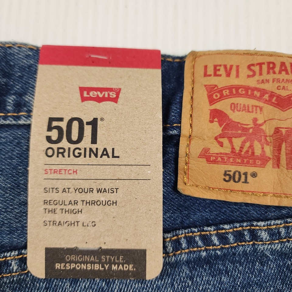 Levi's 501 Jeans Mens Original Straight Leg Blue Denim Stretch NEW ...