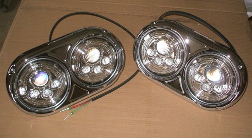 LED DUAL ROUND HEADLIGHT ASSEMBLIES WITH BEZEL Peterbilt, Kenworth ...