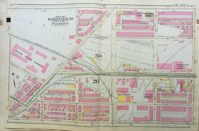 1889 GRAY'S FERRY PHILADELPHIA PA ELECTRIC CAR CO OF AMERICA ATLAS MAP ...