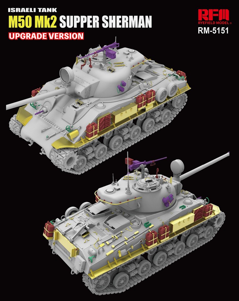 RYE FIELD 5151 1/35 Israeli Tank M50 Mk2 SUPER SHERMAN UPGRADE VERSION ...
