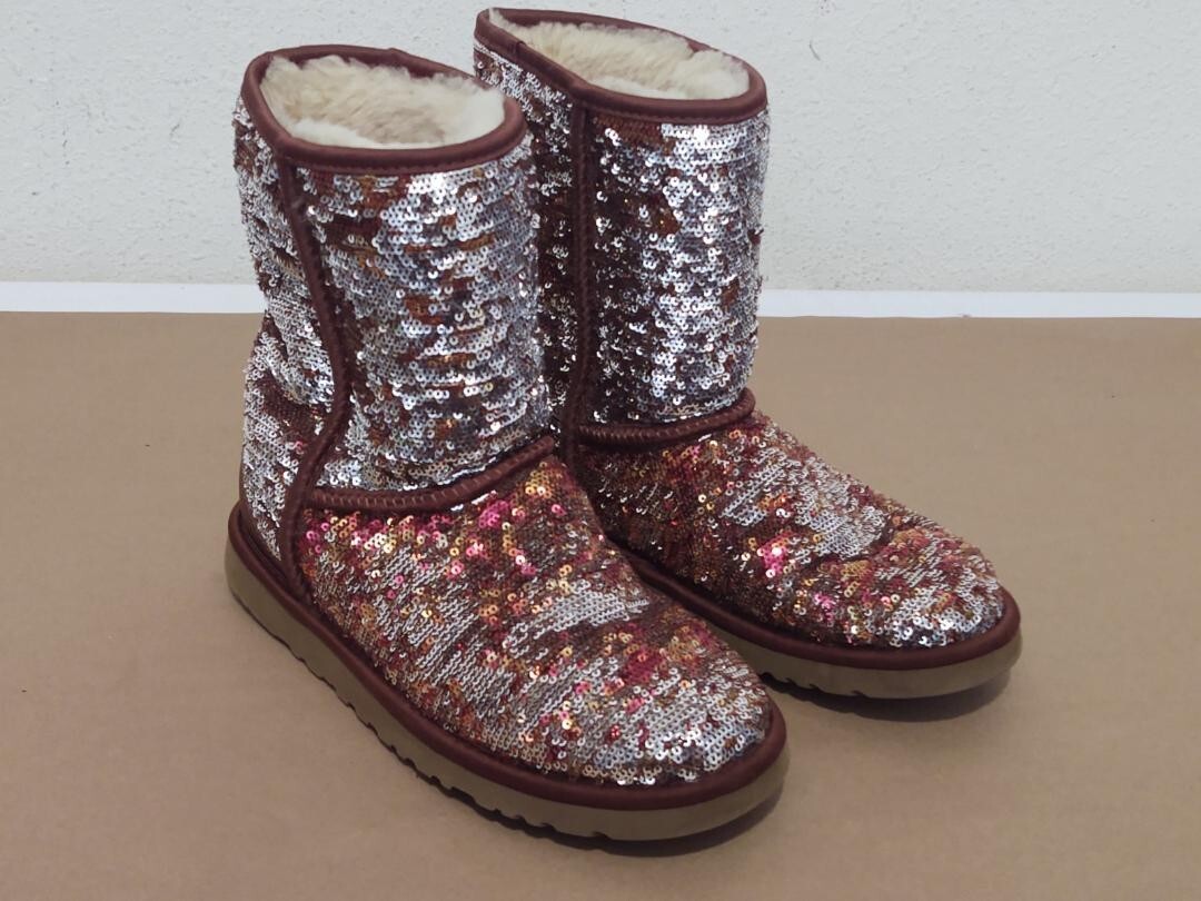 UGG SEQUIN RED YELLOW SILVER PULL ON BOOTS BLING 1002… - Gem