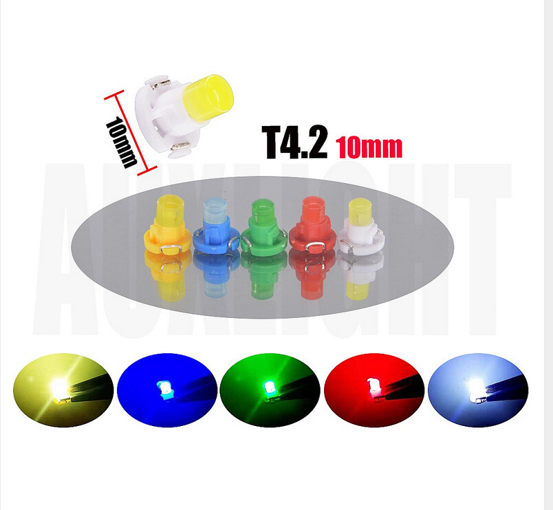 6Pcs T4.2 LED Bulbs Light 12V COB Dashboard Switch Cluster Warning Red ...