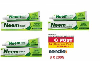 3 X 200G NEEM TOOTHPASTE- ACTIVE TOOTH PASTE- HERBAL- AYURVEDIC- 100% ...