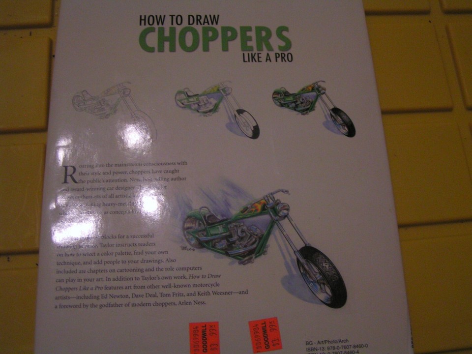 HOW TO DRAW CHOPPERS hard cover book, Complete instruction draw bike ...
