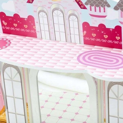 Girls 6pc Vanity Set Pink White Castle Princess Table Mirror Stool ...