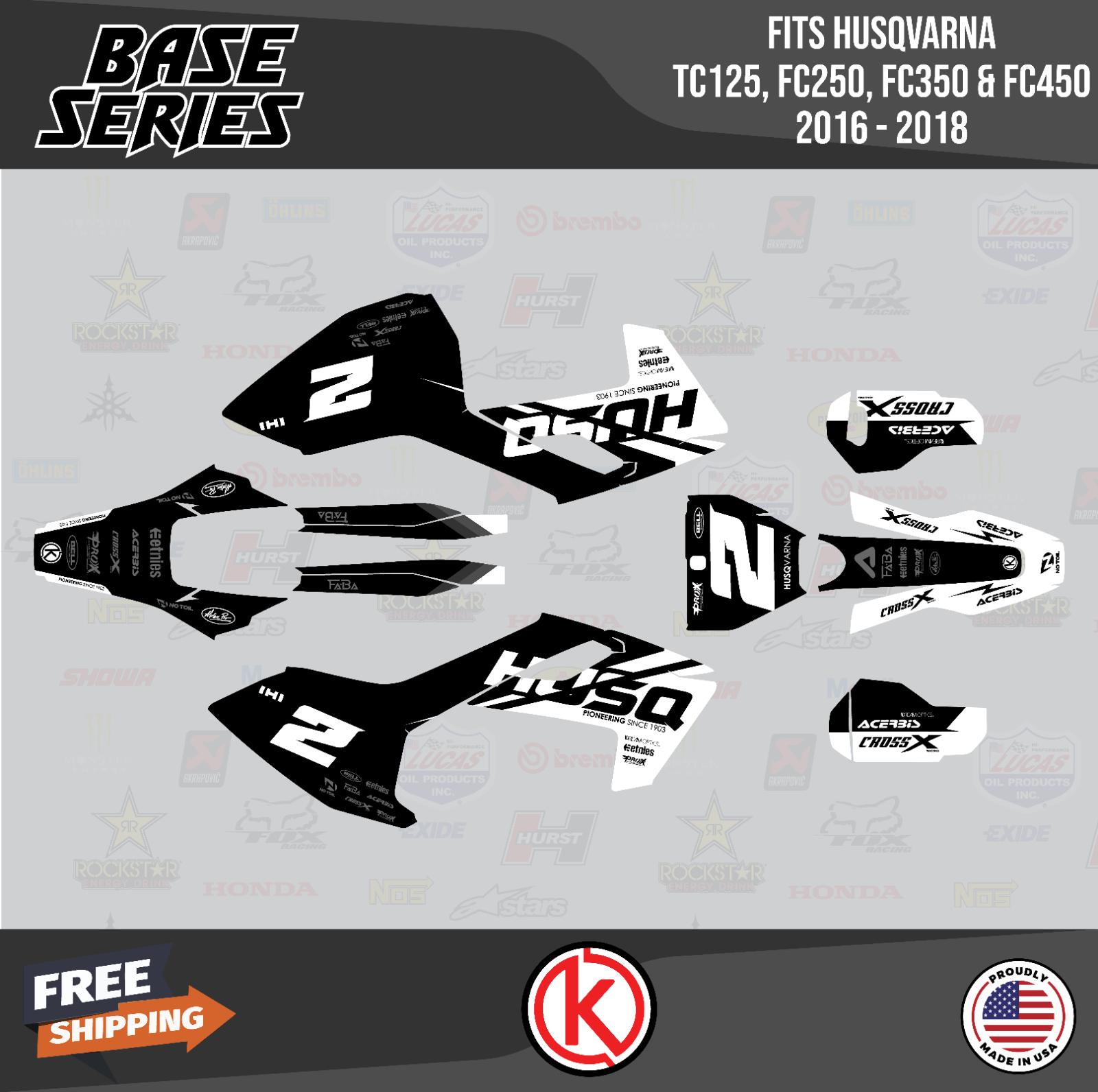 Graphics Kit for Husqvarna TC125 FC250 FC350 FC450 2016 2017 2018 Base ...