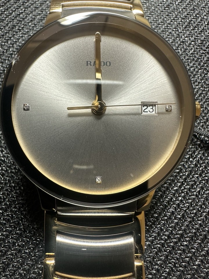 Rado Centrix Silver Dial Quartz Men’s Two-Tone Ceramic Watch CHIPPED ...