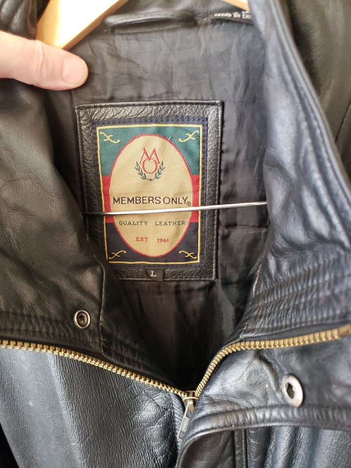 Vintage Members Only Black Leather Bomber Jacket Large Extremely Clean ...