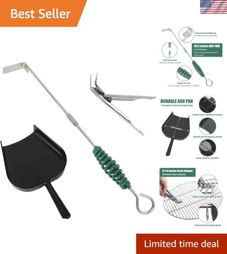 Stainless Steel Grill Grate Lifter and Ash Tool Set for Big Green Egg ...
