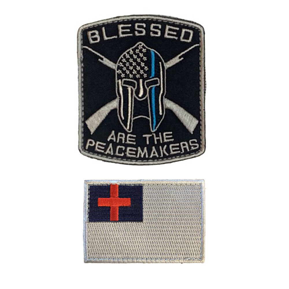 Christian Flag and Thin Blue Line Blessed are the peacemakers spartan ...