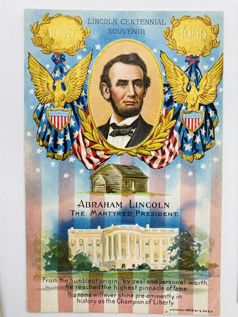Vintage Antique E. NASH Postcard Abraham Lincoln 1809 - 1909 Souvenir U ...