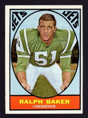 1967 NEAR MINT TOPPS AFL FOOTBALL CARD RALPH BAKER NEW YORK JETS ...