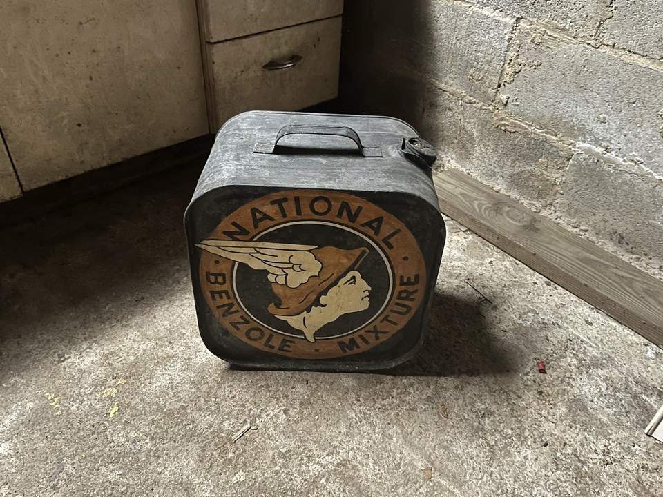 Antique Painted Gas Oil Can National Benzole Sign | eBay