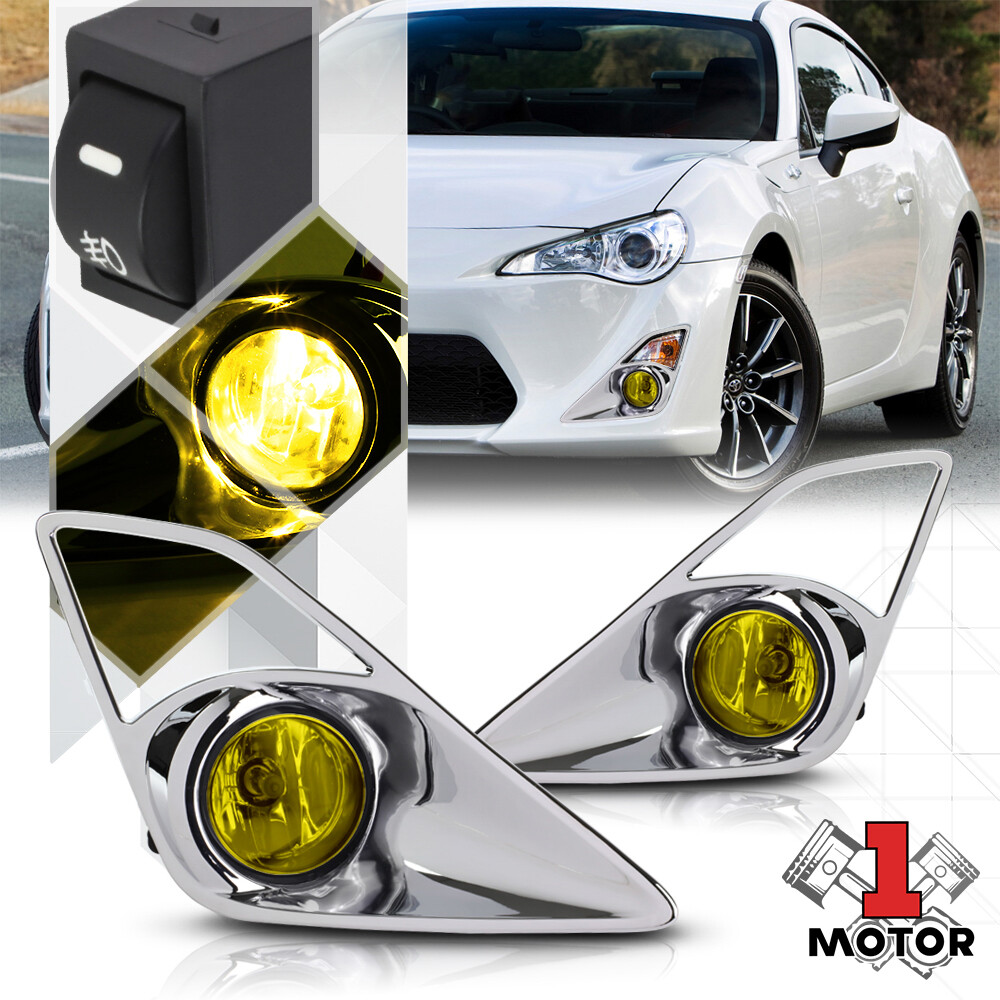 Yellow Fog Light Bumper Lamps w/Switch+Harness+Chrome Bezel for 13-16 ...