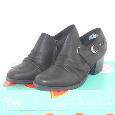 YUU RAZZY women's zip up dress shoes size 7 M black fabric upper block ...