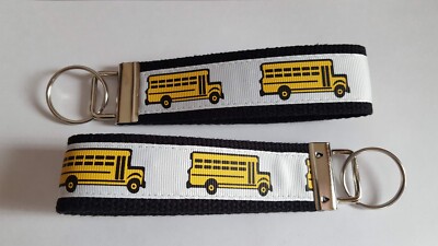 Yellow School Bus 6" Keychain Key Fob Wrist Strap Ring Gift School ...