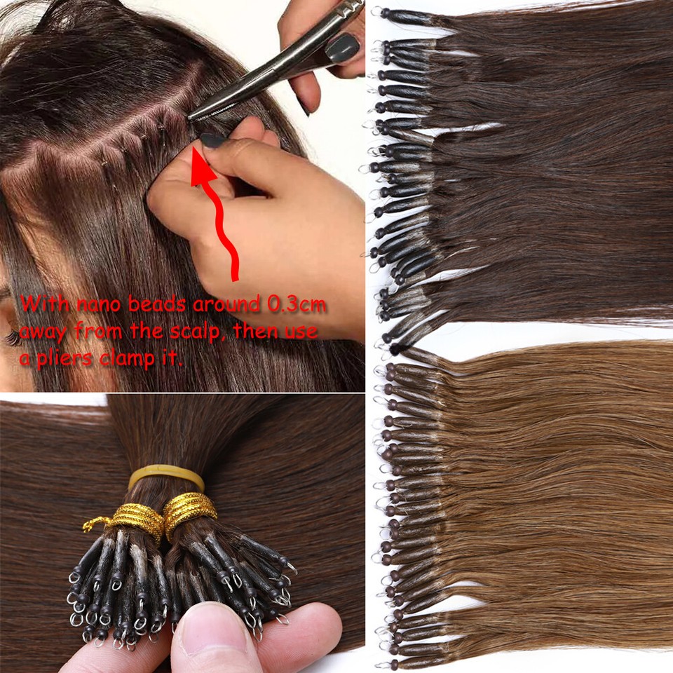 Highlight 200PCS THICK 100% Remy Human Hair Extensions Micro Loop Nano ...