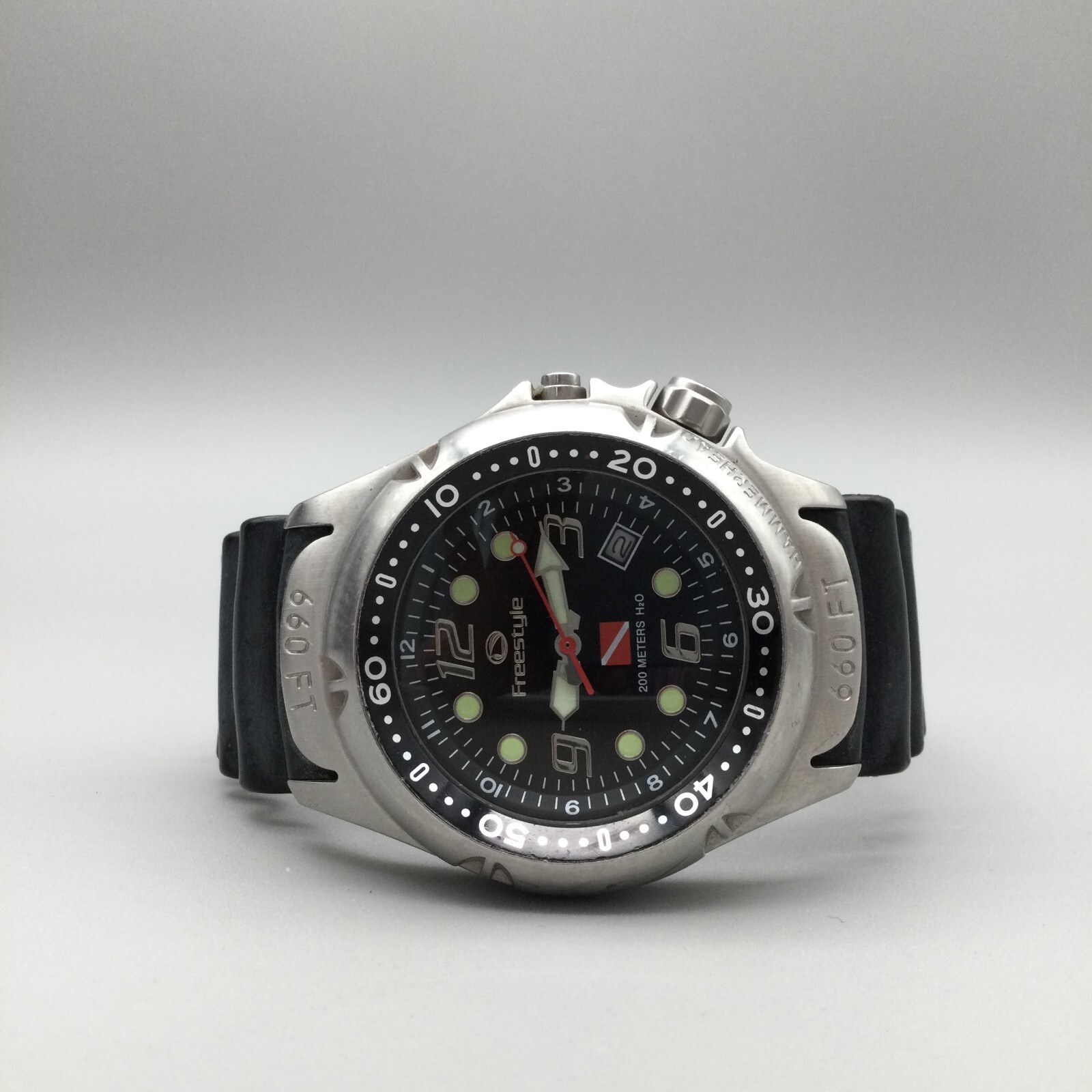 Freestyle Hammerhead Watch Men 44mm Silver Tone Black Dial Date 200M ...