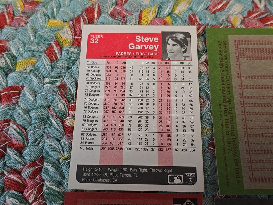 Steve Garvey 4 Card Lot 1985 & 1986 B33 | eBay
