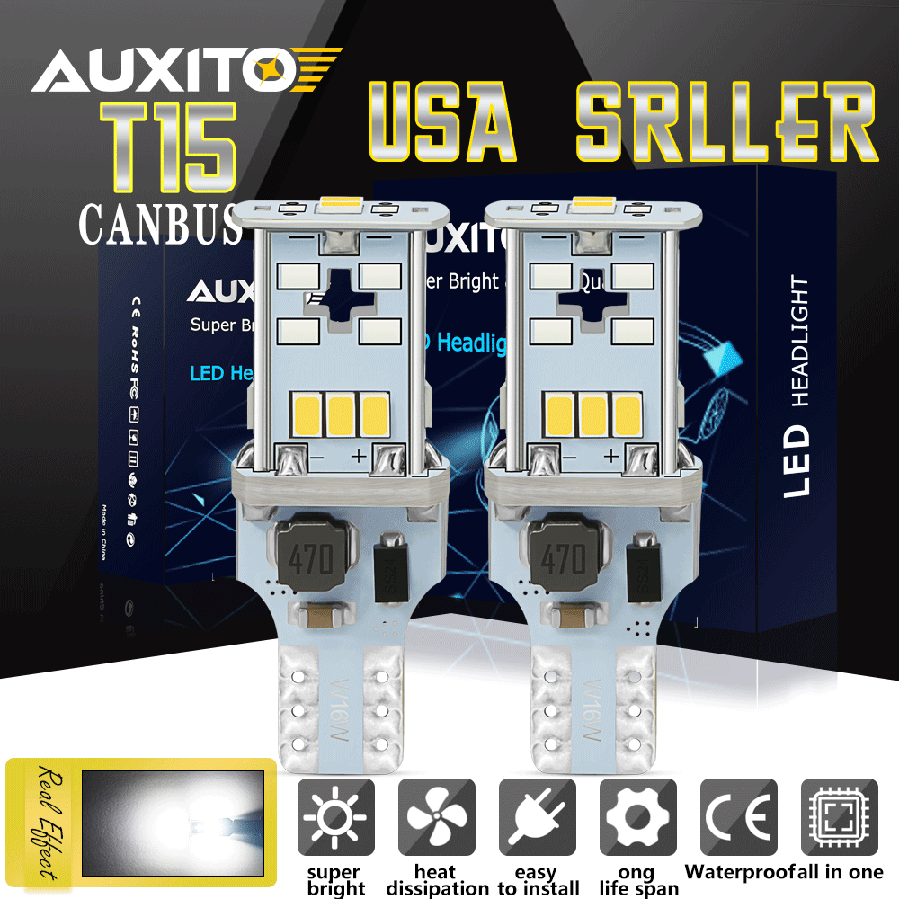 2x 921 T15 912 Reverse Backup Lights LED Bulb 2400LM 6000K CANBUS For ...
