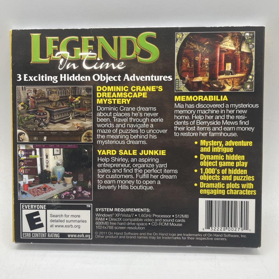 Legends In Time PC Cd rom Hidden Objects On Hands Software | eBay
