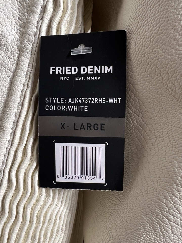 Fried Denim Faux Leather Moto Lined Hoodie Jacket XL Black & White | eBay