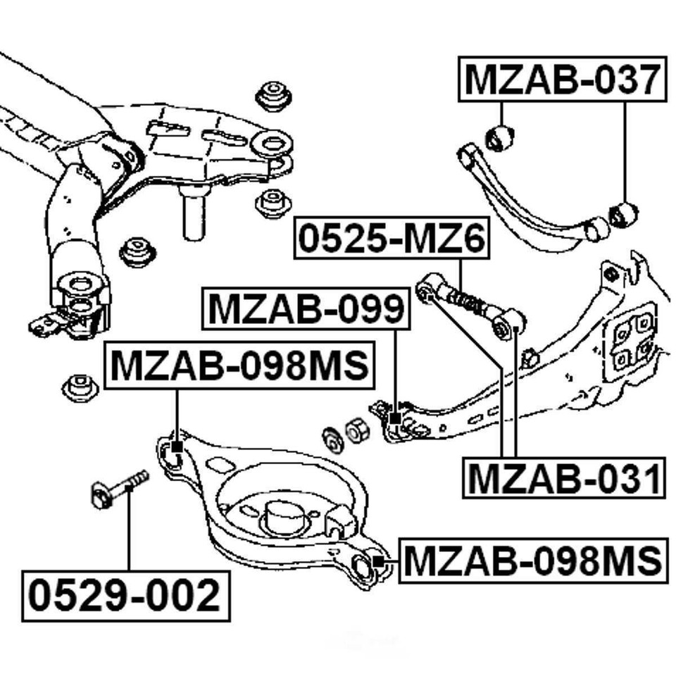 Suspension Trailing Arm Bushing-Mazdaspeed Febest MZAB-099 fits 2006 ...