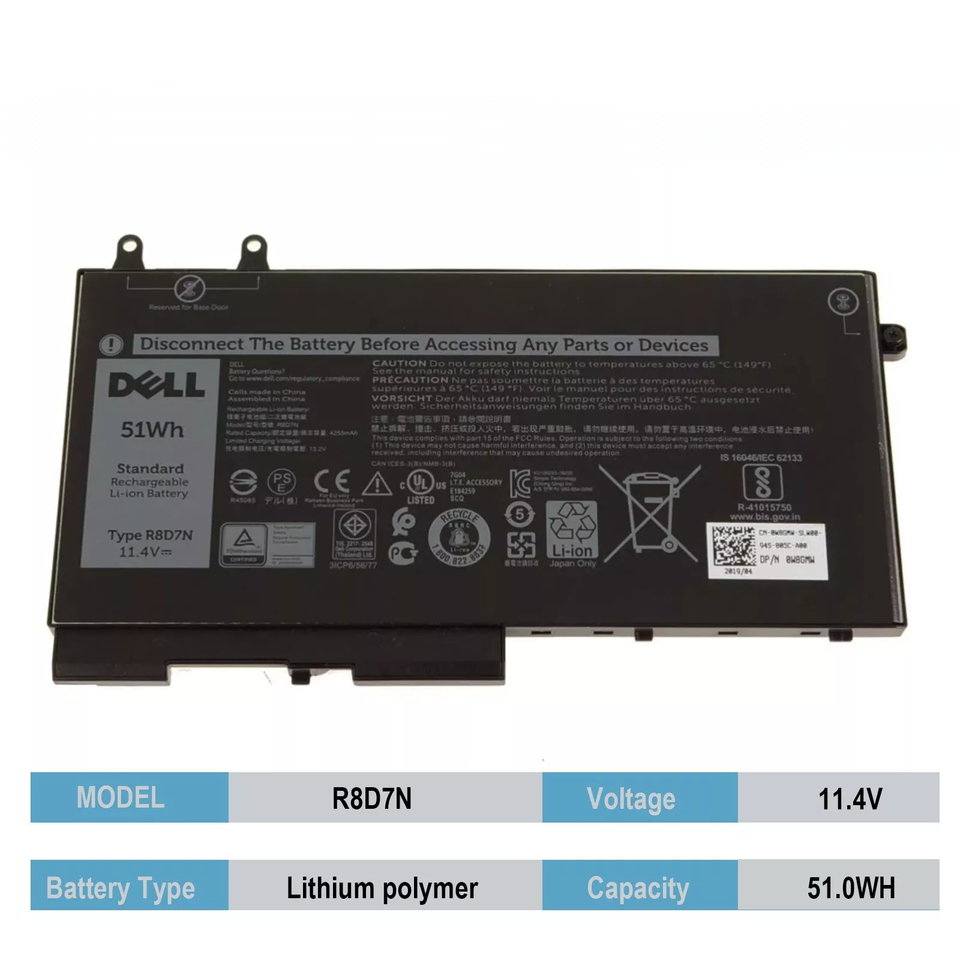 OEM 51Wh R8D7N Battery For DELL Latitude 5400 E5400 Precision 3540 ...