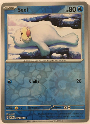 POKEMON SEEL 086/165 SCARLET & VIOLET 151 COMMON REVERSE HOLO NEAR MINT ...