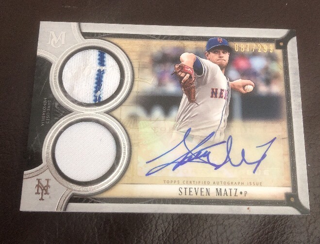 2018 TOPPS MUSEUM COLLECTION STEVEN MATZ DUAL RELIC SEAM AUTO AUTOGRAPH ...