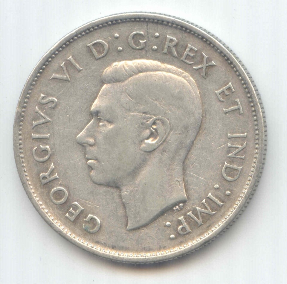 Canada 1943 Silver 50 Cent Piece Canadian Half Dollar 50c Ag Exact Coin ...