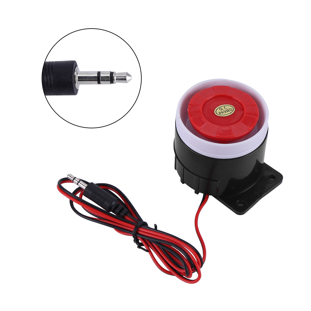 DC 12V Premium Plastic Metal Wired Mini Alarm Horn Home Security 110 DB ...