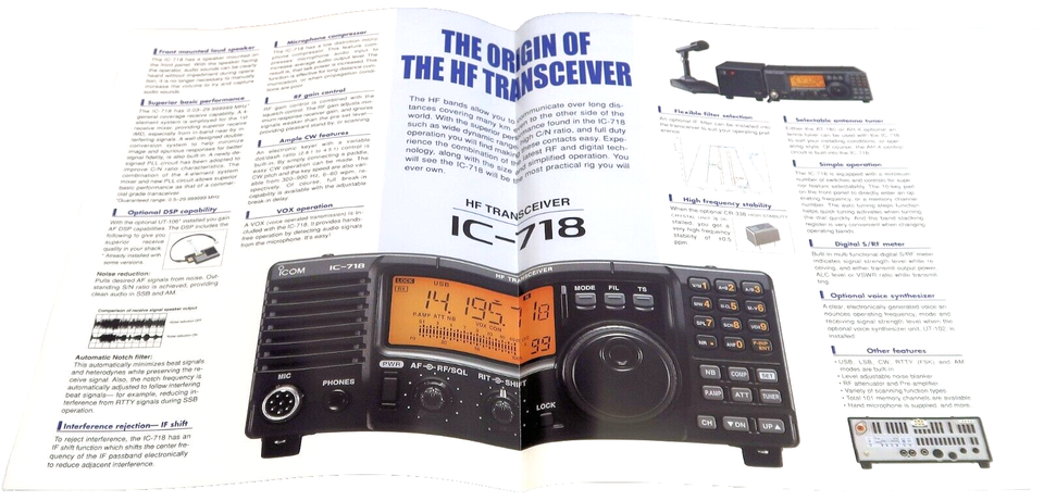 ICOM IC-718 HF TRANSCEIVER 4 PANEL ORIGINAL COLOR BROCHURE | eBay