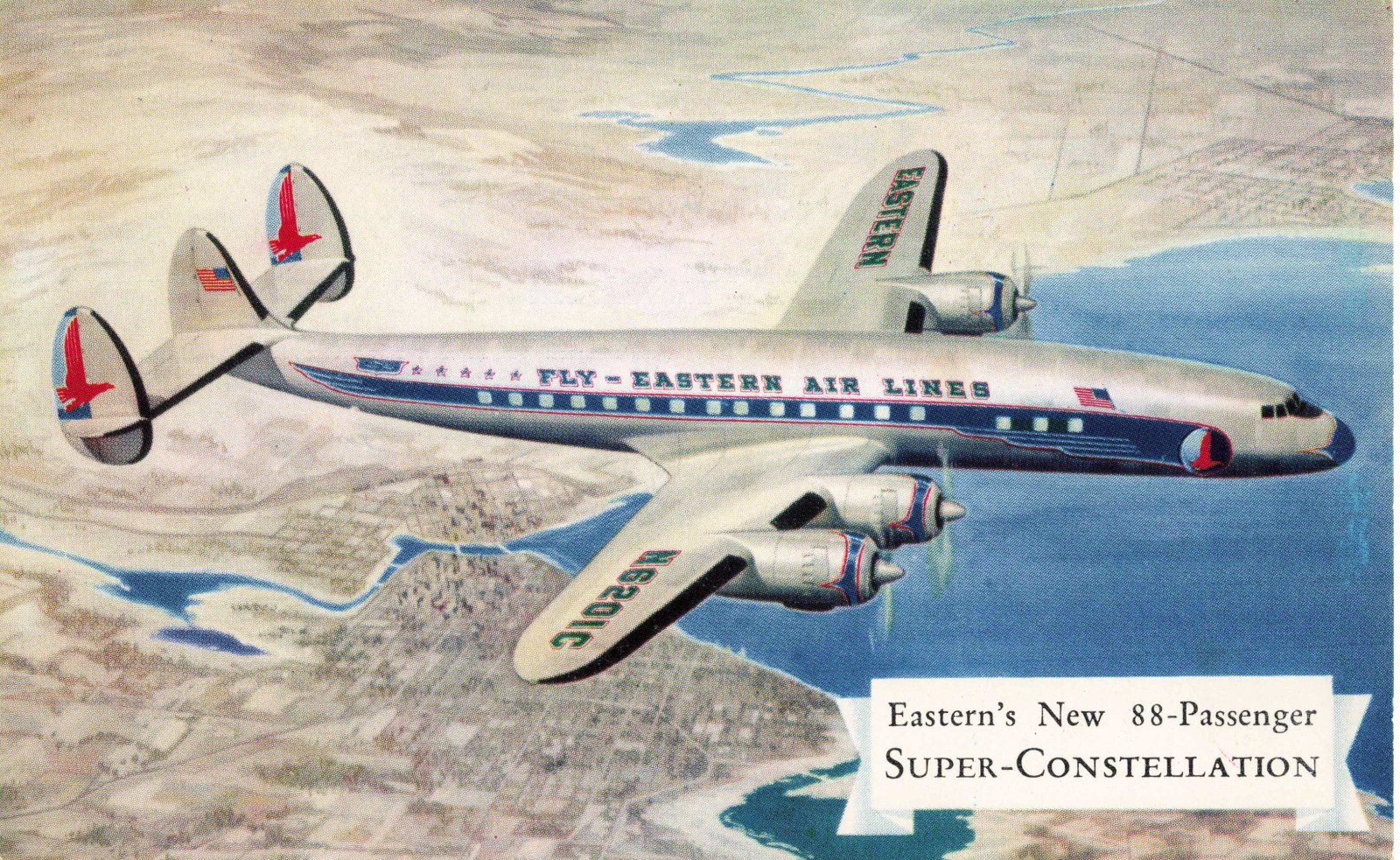 Postcard Eastern Air Lines New 88-Passenger Super-Constellation | eBay