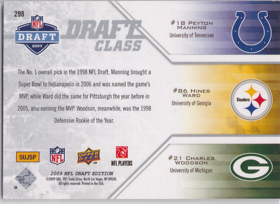 Peyton Manning Hines Ward & Charles Woodson 1998 DRAFT CLASS Trio ...