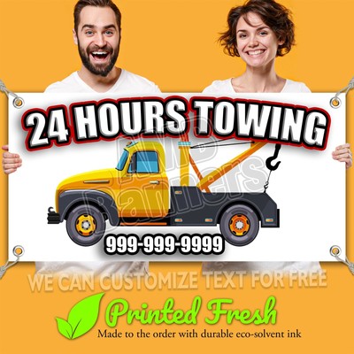 24 HOUR TOWING Advertising Banner Vinyl Sign Auto Repair Shop Service ...