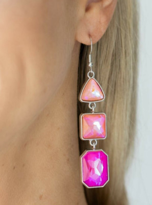 W omen's Pink Earrings - Iridescent UV Shimmer | eBay