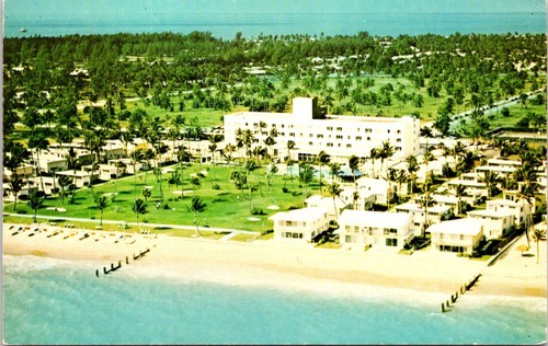 Postcard Key Biscayne Hotel Villas Aerial Beach View Miami Florida D12 ...