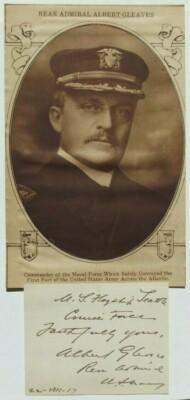 U.S. Admiral Albert Gleaves Commander-in-Chief Asiatic Fleet Autograph ...