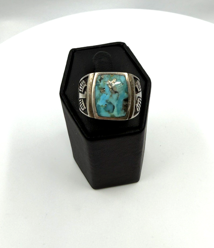 Bold 925 Unique Inlaid Turquoise Thunderbird Ring Size 10.5 10.7 grams ...