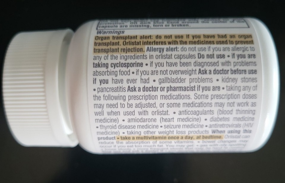 Th1) BOTTLE-ALLI WEIGHT LOSS PILL-60MG-60 COUNT CAPSULES/SEALED ...