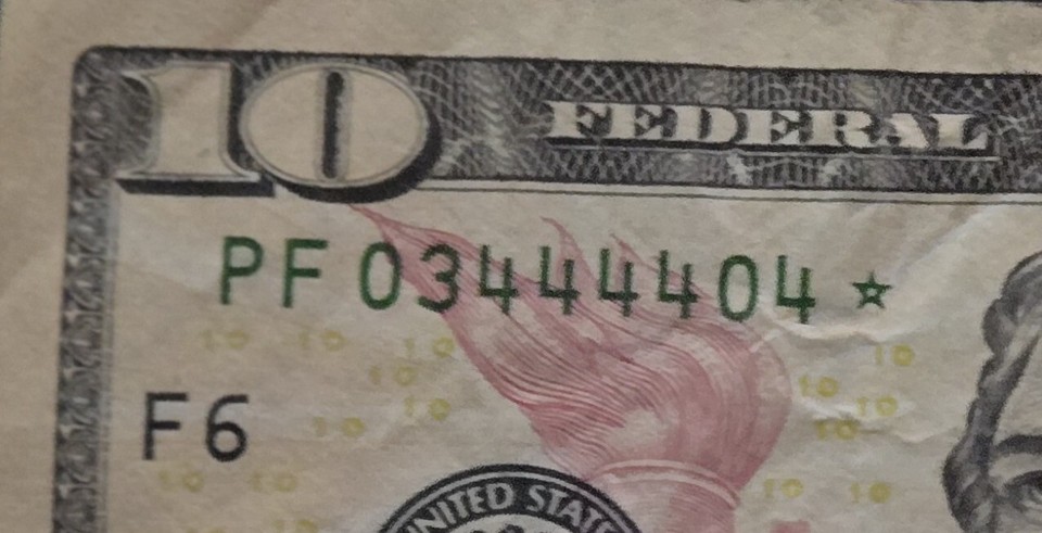 TRINARY FANCY STAR NOTE 2017A $10 DOLLAR BILL WITH FIVE OF A KIND 4s | eBay