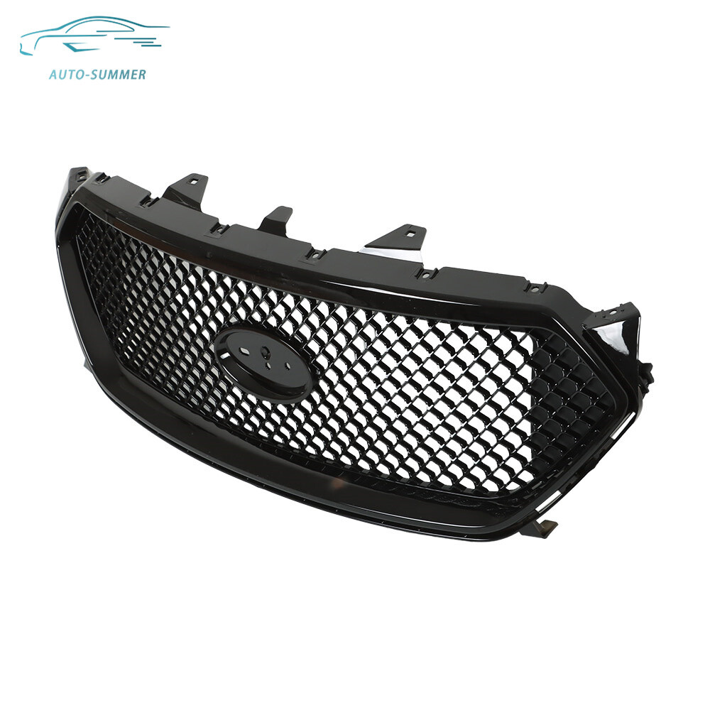 Full Gloss Black Front Upper Grille Grill Assembly For 2013-2018 Ford ...