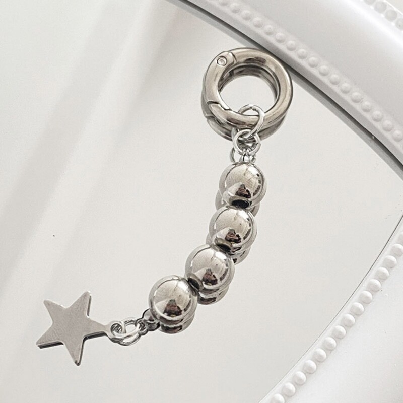 Harajuku Round Beads Star Keychain for Women Sweet Trend Fashion ...
