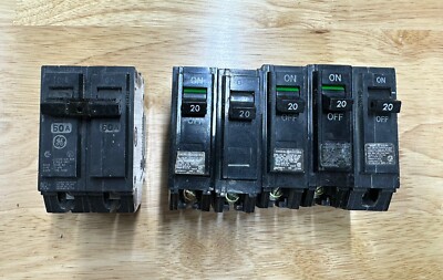 GE THQB CIRCUIT BREAKER 60 Amp 20 Amp 2 Pole 1 Pole Lot Of Breakers ...