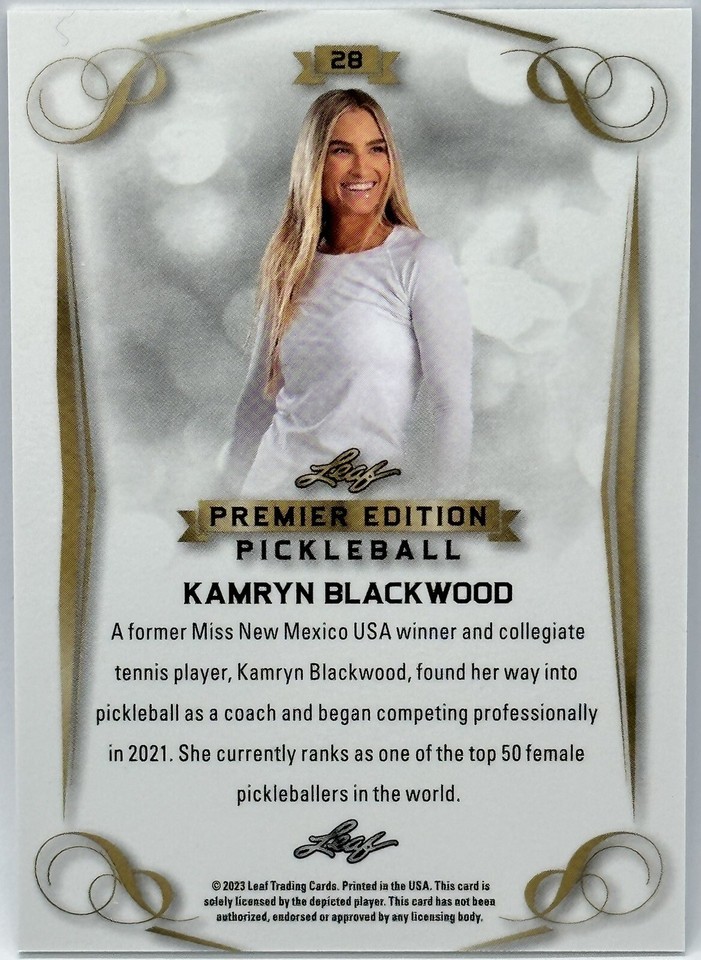 2023 Leaf Pickleball Premier KAMRYN BLACKWOOD Silver Foil Base Card 28 ...
