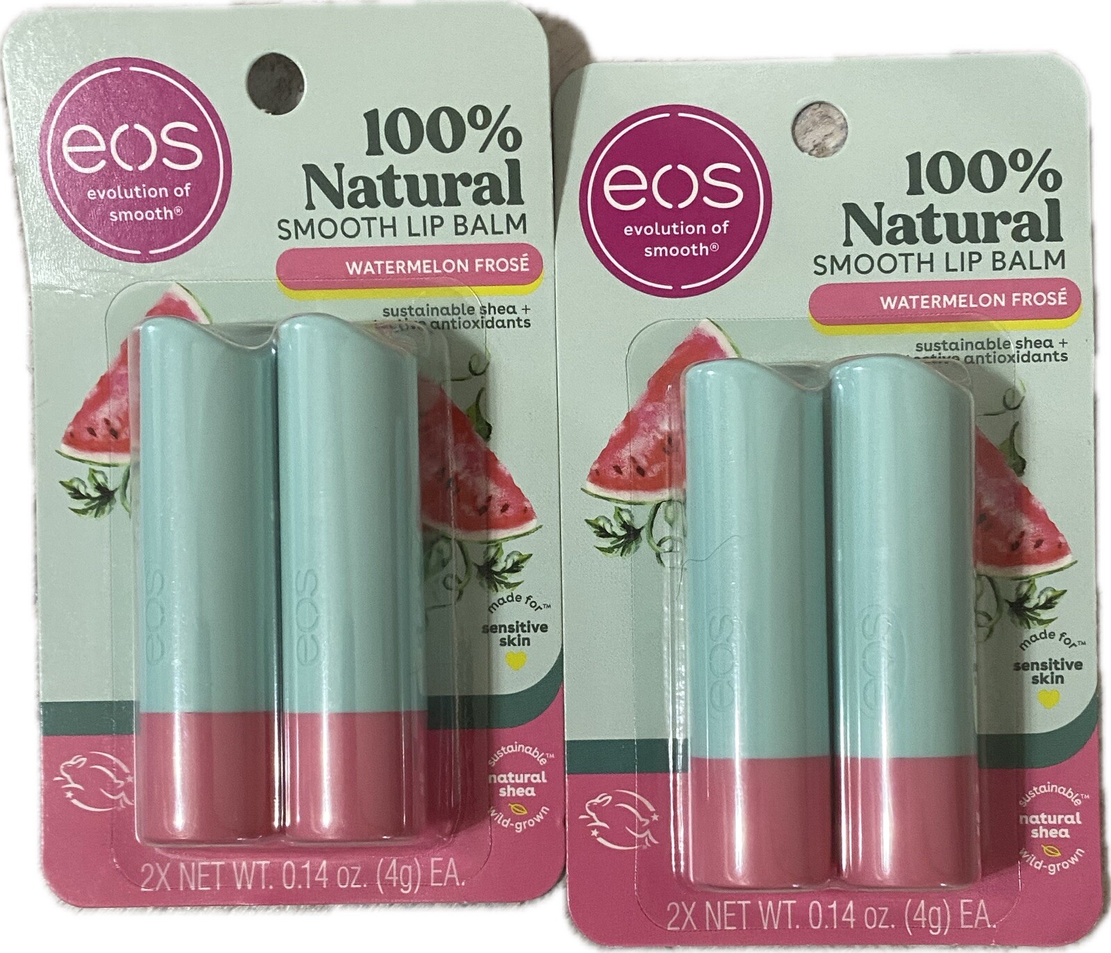 Sealed EOS 100% Natural Lip Balm Watermelon Frose Lot Of 2 Packs (Total ...